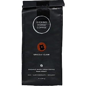 Kicking Horse Coffee, Grizzly Claw, Dark Roast, Whole Bean, 10 Oz - Certified Organic, Fairtrade, Kosher Coffee