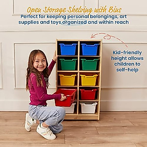 ECR4Kids 10 Cubby Tray Cabinet with Scoop Front Storage Bins, 5x2, Classroom Furniture, Assorted