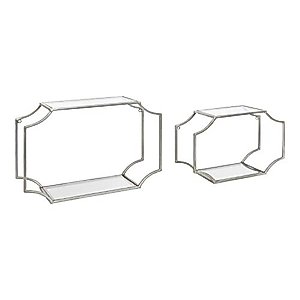 Kate and Laurel Ciel Modern Horizontal Shelves, Set of 2, Silver, Decorative Glam Wall Decor for Storage and Display