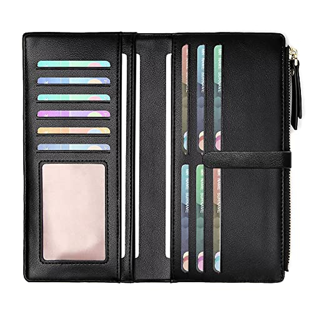 Badiya Ultra Slim Wallet Credit Card Holder Thin Bifold Clutch Wallets with Zipper Pocket for Women