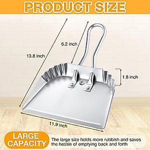 Mumufy 4 Pack Heavy Duty Metal Dust Pans 12 Inch Metal Dustpan Large Dust Pan Wide Dustpans for Household Handheld Wide Scooper Dust and Debris Cleaning Tool Ideal for Home and Commercial Use