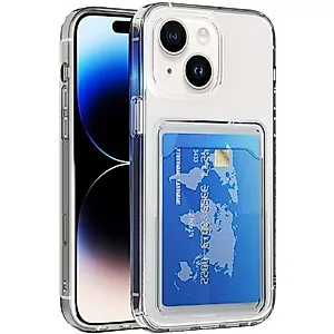 Xerial Compatible with iPhone 13 Mini case with Card Holder, Clear Card Slot case, Ultra-Thin, Soft, Shockproof, Credit Card Protective Cover for iPhone 13 Mini