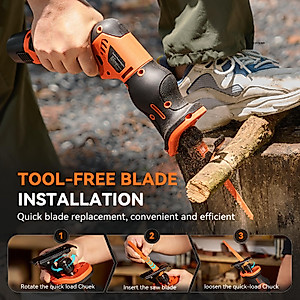 Reciprocating Saw Cordless, 12V Power Reciprocating Saw with 2 * 2000 mAh Battery, 3000SPM 13mm Reciprocating Stroke, 8 Tool-Free Saw Blade Change Reciprocating Saw for Wood Metal PVC DIY Cutting