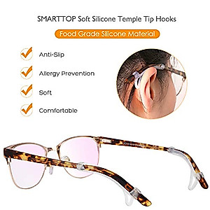 SMARTTOP Eyeglasses Ear Grips Sleeve-Upgrade anti-slip Silicone Eyeglasses Temple Tips Sleeve Retainer-Sleeve with Hook design-Soft and comfort Glasses Ear hooks 6Pairs (WHITE+BLACK)