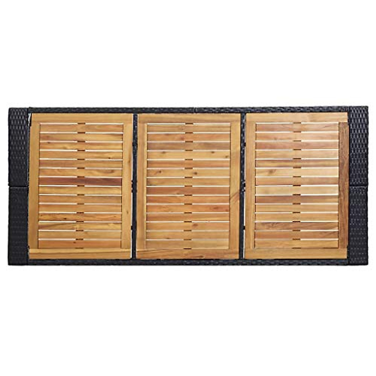 vidaXL 7-Piece Outdoor Rattan Wicker Bar Dining Patio Furniture Set with Acacia Wood Table Top, Bar Stool and Removable Cushion, Conversation Set for Patios, Backyards, Porches, Gardens and Poolside