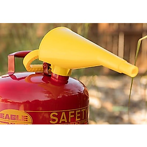 Eagle Plastic Funnel for Type I Metal Safety Cans, 5"x 7"x 12", Made of Chemically Resistant High-Density Polyethylene, Yellow, Made in The USA, F15FUN