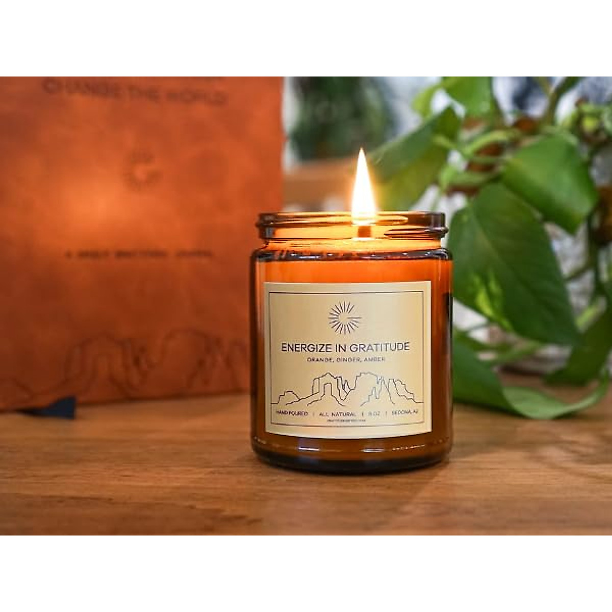 Energize in Gratitude - 8 oz Natural Soy Candle with Orange, Ginger, and Amber Fragrances - Perfect Thank You Gift for Women & Men, Long-Lasting Aromatherapy Candle