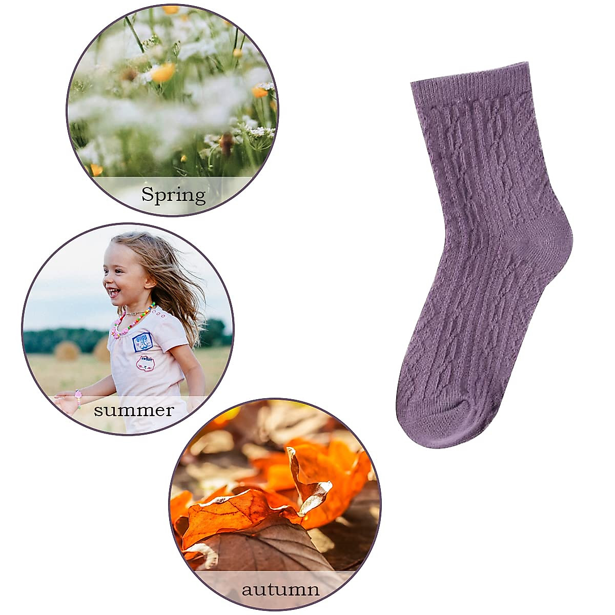 FZBNSRKO 5 Pairs Ruffle Frilly Crew Socks Little Girls Princess Cotton Socks for 1-3 Year Old Children's Socks Baby Toddler Girls(Purple Flower)