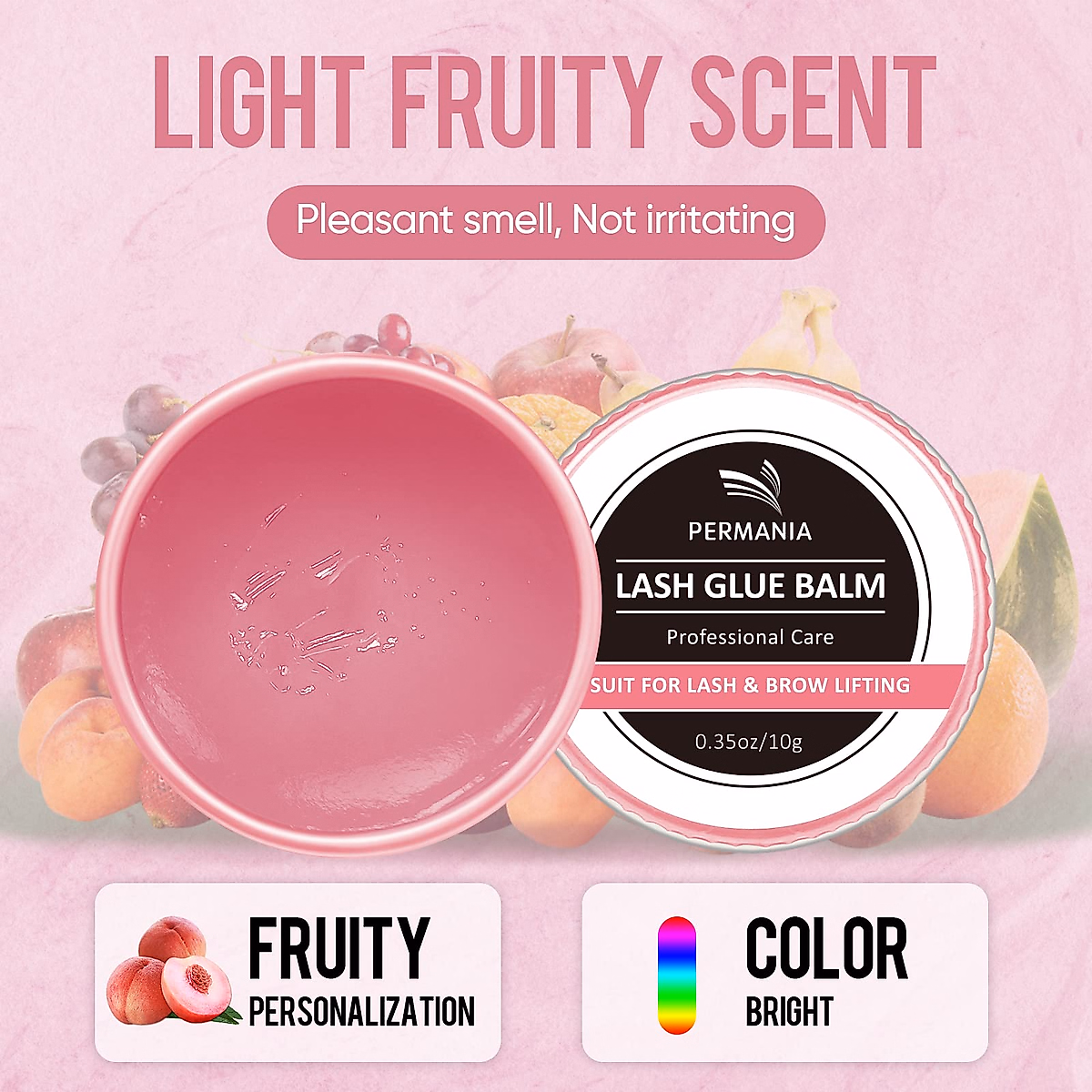 PERMANIA Lash Lift Rod Adhesive, New Brow Lamination Glue Balm, Soft Fragrance Strong Viscosity and Water Solubility for Lash Perm Kit (Peach)