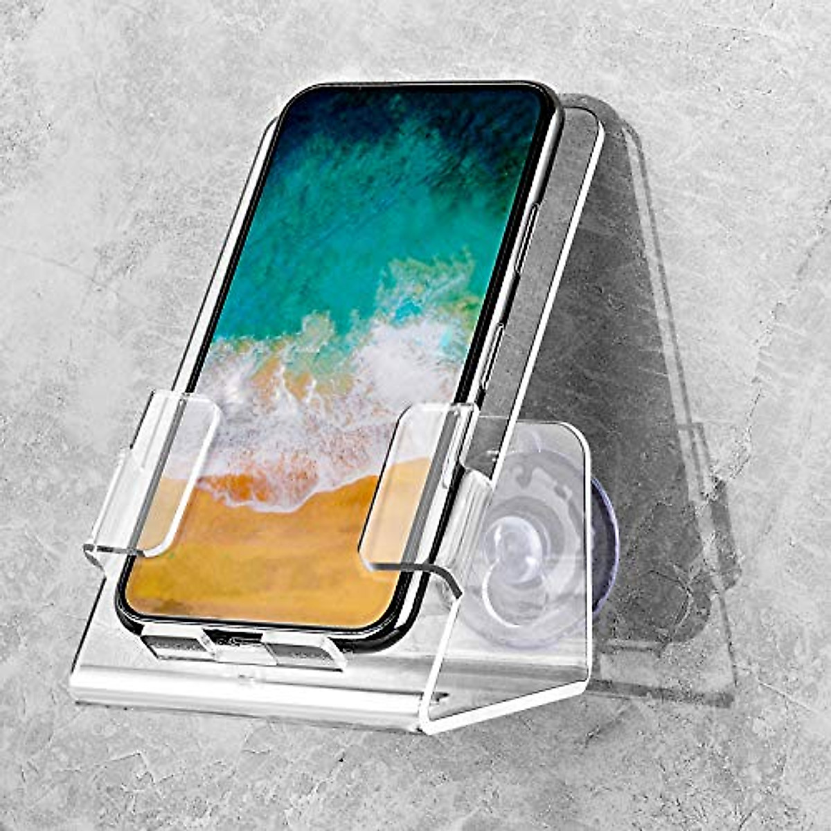 JZMYXA Bath&Shower Cell Phone Stand Holder-Handset Bracket-Suction Cup Bracket -Suction Cup Holder, Holder's Tray Mounted with Two Strong Suction Cups Suit for Most Cell Phones