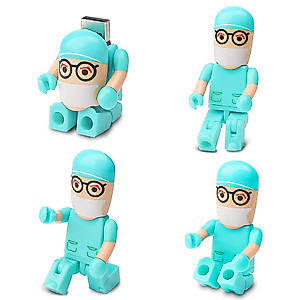 Novelty USB Flash Drive 64GB, LEIZHAN Doctor Robot Toy Character Thumb Jump Drive for Kids Students Gift Pendrive