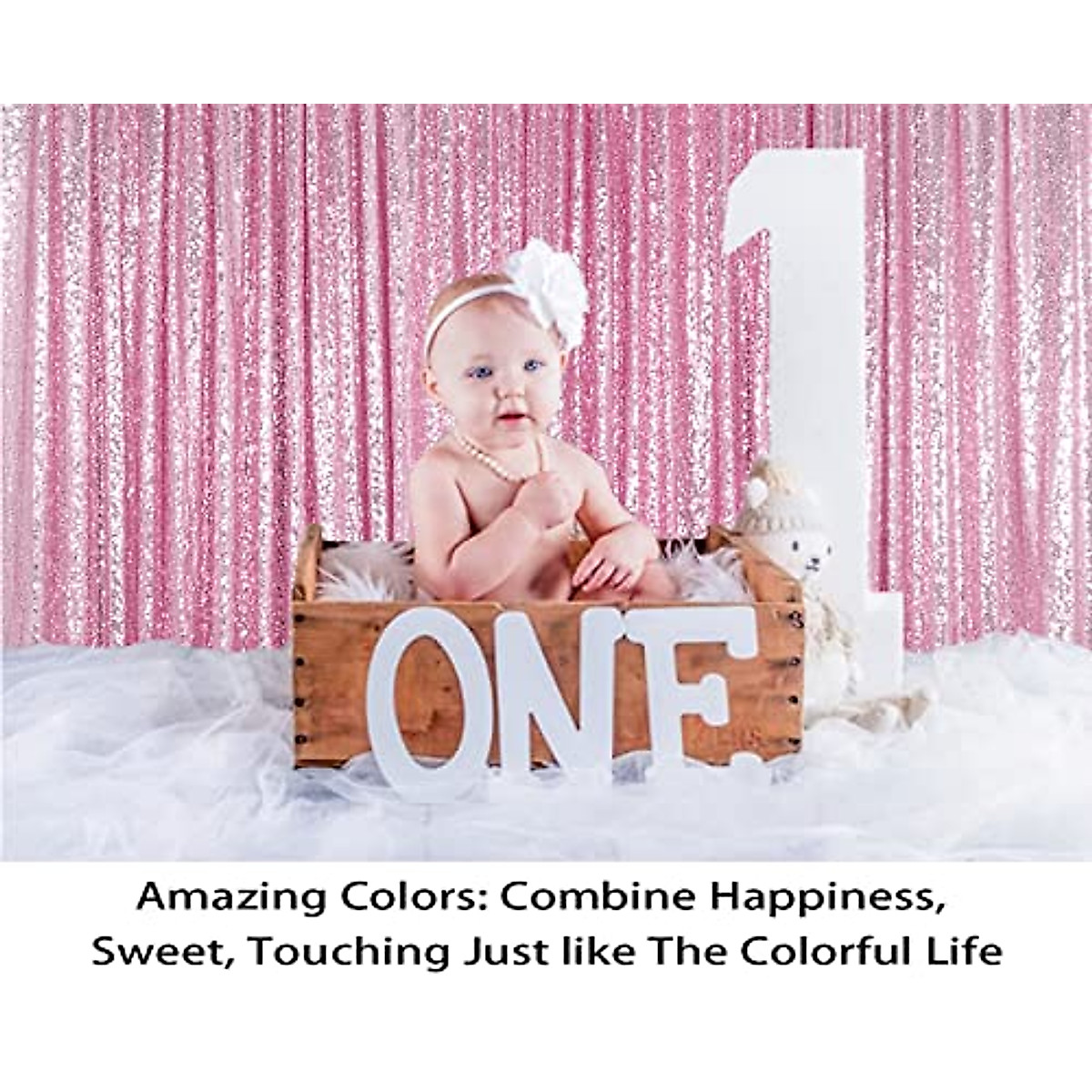 Pink Gold Sequin Curtains Sequin Backdrop 4x8 Feet Sheer Curtans Panels Wedding Photo Backdrop Sequin Backdrop Curtains for Parties (4FTx8FT, Fuchsia Pink)