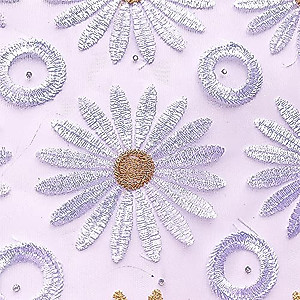 WorthSJLH French Lace Fabric 5 Yards White Gold Nigerian African Lace Fabric Materials Polyester Weddings Embroidered Lace Fabric Swiss Lace for Women Dress SJ002