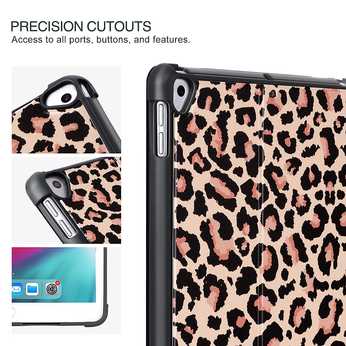 Gofupa iPad 9th Generation 2021 Case 10.2 Inch, iPad Air/Pro 10.5 Inch, 8th/7th iPad Case, Premium Leather Folio Cover, Built-in Pencil Holder, Auto Wake/Sleep Multiple Viewing Angles, Cheetah Leopard