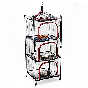 UPQRSG Herb Drying Rack, 3 Layer Hanging Mesh Net Dryer, Multifunction Folding Fish Mesh, Portable Vegetable Dishes Mesh with Zipper, Plant Drying Rack Storage Bag for Fruits, Seafoods, Clothes(Red)