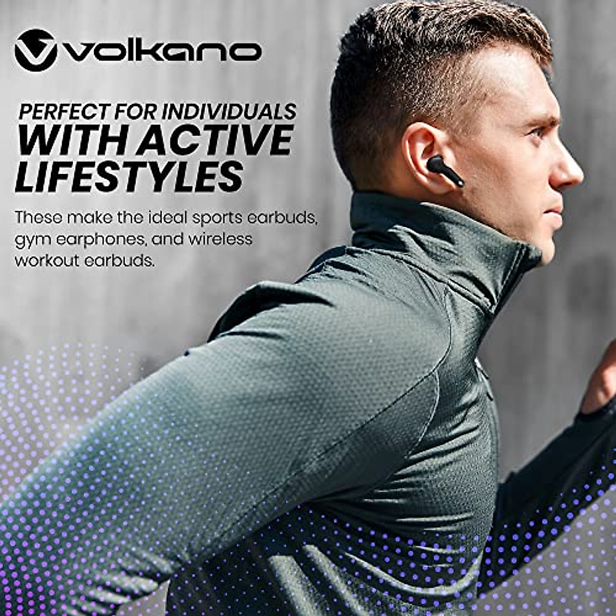 Volkano Ore Series Bluetooth Wireless Earbuds with Swivel Charging Case, Wireless Earphones Long Battery Life, Noise Cancelling Technology, Bluetooth Earbuds for Sports and Workout - (Black)