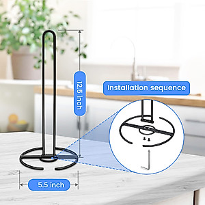 Paper Towel Holder Countertop, Black Paper Towel Holder Stand, Kitchen Paper Towels Holder Stand, Paper Towels Holder for Large Size Rolls by Bathth (Black)…