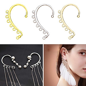 Generic 20Pcs DIY Ear Cuff Wrap Long Chain Tassel Drop Earrings Ear Crawler DIY Earrings Silver