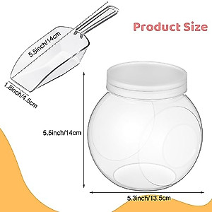 Umigy 4 Sets Plastic Candy Jar with Lid for Candy Buffet with Mini Acrylic Plastic Kitchen Scoop 42 oz Clear Candy Container Plastic Cookie Jar for Kitchen Counter Decorative Plastic Jar with Lid