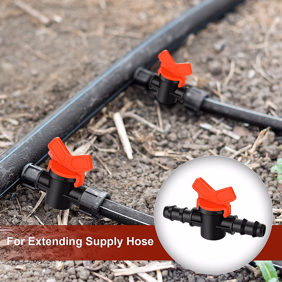 34 Pieces Drip Irrigation Fitting Kit 1/2 Inch Tubing Set, 2 Switch, 8 Tee, 8 Coupling, 8 Elbow and 8 End Cap Plastic Plug, Drip Irrigation Barbed Connector for Compatible Drip or Sprinkler System