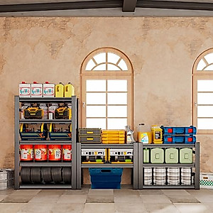 SFTORMAS 72" H Heavy Duty Garage Shelving, 5 Tier Adjustable Metal Shelving, 15.75" D X 35.3" W X 72" H, Black