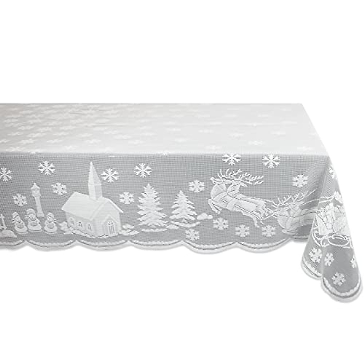 Pleaseedo 𝐗𝐌𝐀𝐗 𝐆𝐈𝐅𝐓 Christmas Lace Tablecloth, Rectangle Lace Tablecloth for Rectangle Table, White Snowflake Christmas Lace Table Cover, Rectangle Tablecloth for Holiday Party Decoration