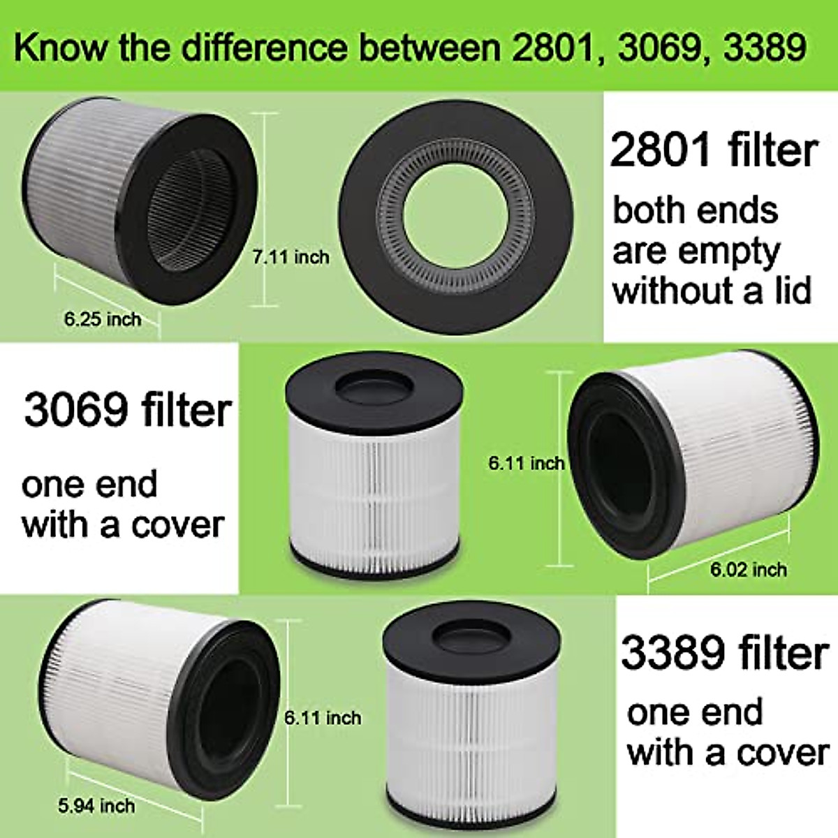3139A Filter Replacement Compatible with BISSELL MYair Pro 3139A, Part Number 3069 (3-in-1 Replacement Filters), NOT for 2780A 2780 27809 2905A & 3179A, 2 Pack