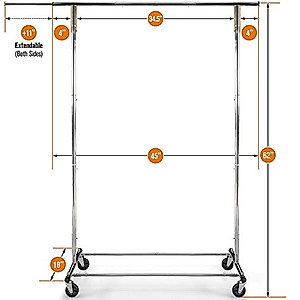 HOME IT Clothes Rack Heavy Duty Commercial Grade Chrome Clothes Rail for Clothing, Garment Rack Adjustable Clothing Rack, Clothing Rail 200 LBS Capacity