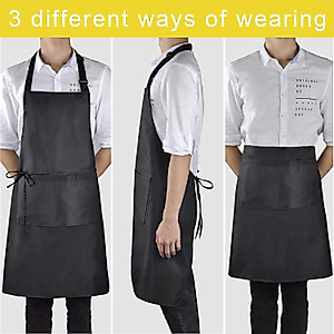 Viedouce 2 Packs Aprons Cooking Kitchen Waterproof,Adjustable Chef Apron with 2 Pockets for Home,Restaurant,Craft,Garden,BBQ,School,Coffee House,Apron for Men Women,Black