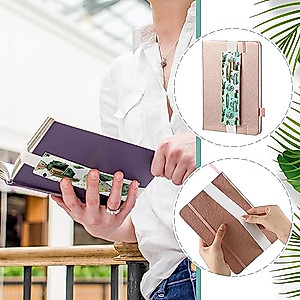 Qilery 6 Pcs Elastic Band Pen Holder for Notebook Boho Cactus Leaves Minimalist PU Leather Pen Sleeve Pouch Adjustable Pen Case for Hardcover Journals Planners Back to School Gift (Cactus)