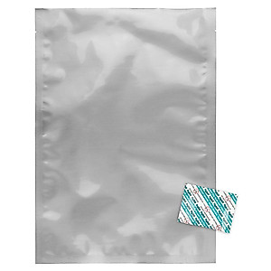 Dry-Packs 1-Gallon, 10"x14" Mylar Bags and 300cc Oxygen Absorbers, 100 Pack - for Food Shipping & Storage,Silver - AI-10074