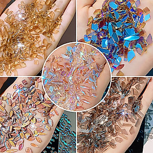 100Pcs Aurora Nail Art Rhinestones Multi Shapes 3D Glass AB Crystal For Nail Art Craft Decoration, Mix 10 Style Flat Back Crystals Charm Gem Stone
