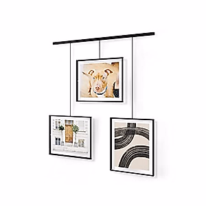 Umbra Exhibit Picture Frame Gallery Set, Adjustable Wall Collage Displays Three 8x10" Photos, Set of 3 Large, Black