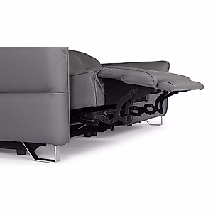 ZURI Modern Macau Reclining Leather Sofa in Slate