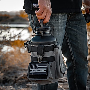 Iron Infidel Battle Bottle Straw Lid & Cleaner Brush Kit - 64 Oz and 32 Oz Water Bottle Lid Replacement with Straw, Wide Mouth Lid, and Long Handle Water Bottle Cleaning Scrub Brush Tool (Black/Grey)