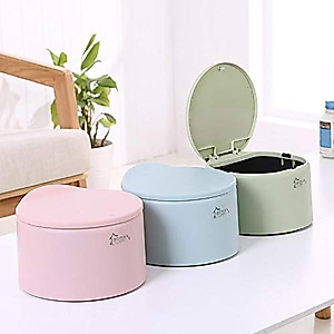 Earchy Desktop Trash Can Plastic Trash Can Elastic Cover Round Wastebaskets Household Sanitary Bucket Creative Storage Bucket