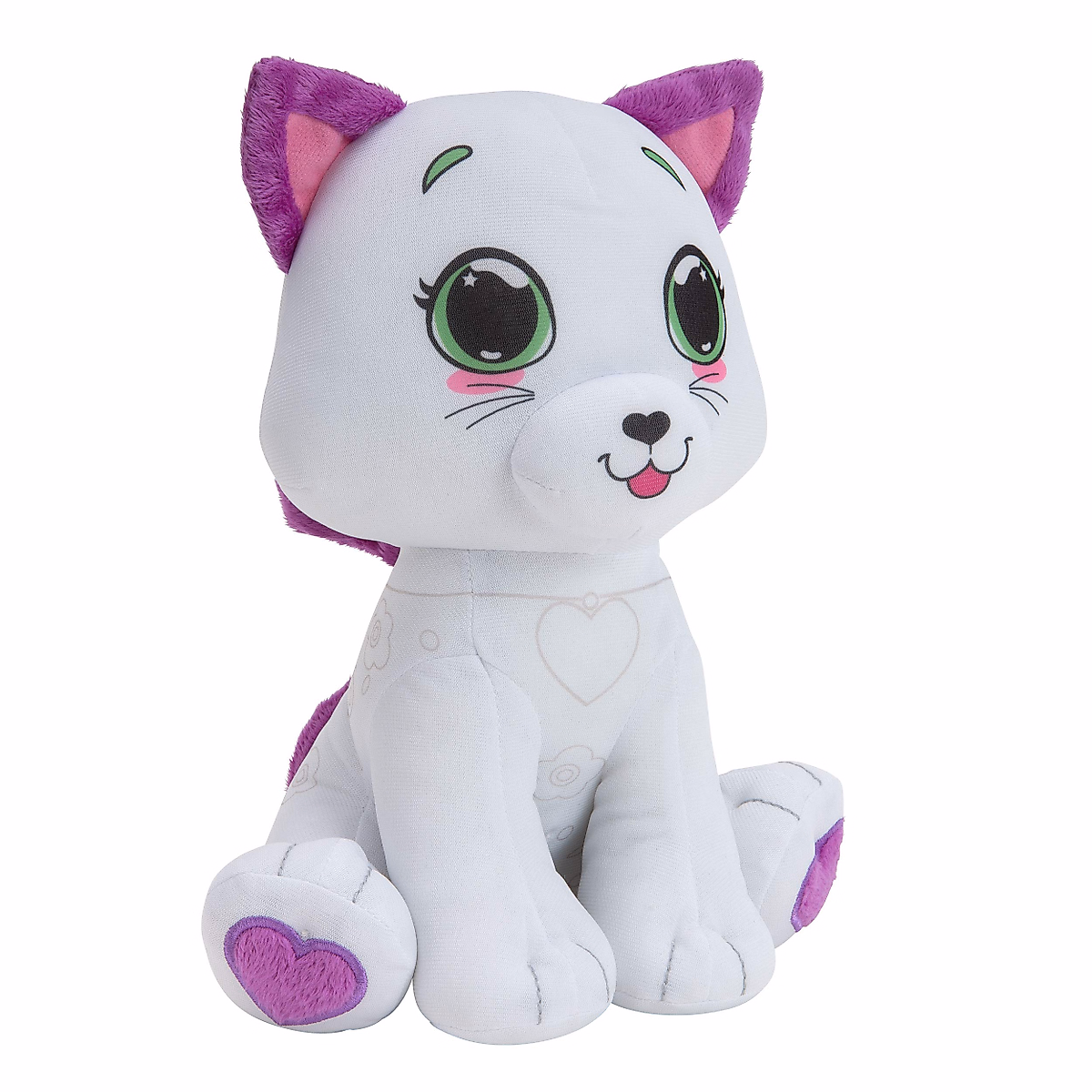 Crayola Deluxe Color ‘N Plush Kitty, 10” Stuffed Animal - Draw, Wash, Reuse – with 2 Ultra-Clean Washable Fine Line Markers, 1 Broad Line Marker, 1 Washable Stamp Marker