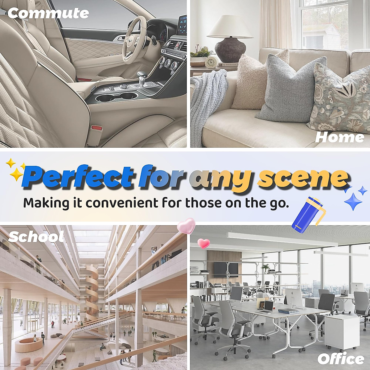 winiwo 20 oz Tumbler with Handle, Easy to Hold, Travel Coffee Mug with Screw Lid, Spill-proof, Insulated Cups, Built-in Up Down Flip, Fit Most Car Cup Holders, Commute, School, Home, Office