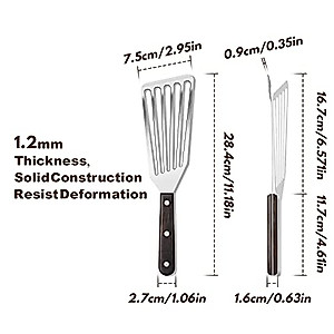Rainspire Fish Spatula Stainless Steel for Nonstick Cookware, Slotted Fish Turner Spatula with Sloped Head Design, Metal Spatula Griddle Spatula For Flipping Delicate Food, Fish, Egg, Patties, Fries