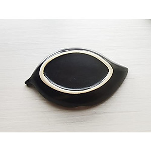 Ceramic Spoon Rest Cooking Spoon Holder for Kitchen Counter/Stove Top/Dining Table with Cute Spoon, Leaf Shaped, Modern Farmhouse Decorative, 6.7x3.9 inch