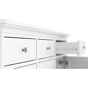Pemberly Row Contemporary Sideboard Cabinet, Buffet Credenza with 3 Doors and 3 Drawers in White