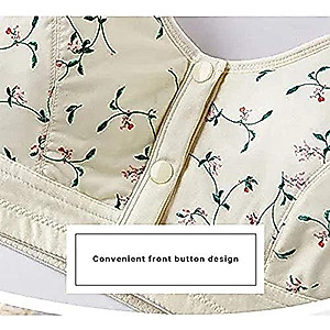 KHDFID Front Button Bra, Convenient Front Button Bra,Front Closure Sports Bras Women Cotton Ultra Soft Cup,Everyday Sleep Bras,Front Closure Cotton Sports Bras for Women Girls (Beige,38)