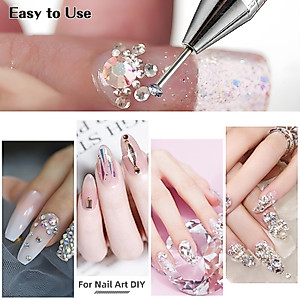 Rhinestone Picker Tool Wax Pencil for Rhinestones Diamond Painting Dotting Pen 2pcs Dual-Ended Rhinestones Pen with 2 Extra Wax Tips and 1 Nail Art Tweezer