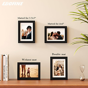 Egofine 5x7 Picture Frames Set of 4, Made of Solid Wood Covered by Plexiglass 3.5x5 and 4x6 with Mat or 5x7 without Mat, for Table Top Display and Wall Mounting Photo Frame White