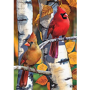 Birch Tree Cardinals Fall Garden Flag 12.5" x 18" Autumn Leaves Briarwood Lane