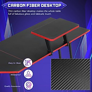 NChanmar L Shaped Gaming Desk, Computer Corner Desk with Monitor Riser Stand, Home Office Desk Corner Desk for Studying, Working, L Desk with Large Desktop, Black