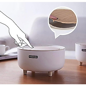 Faubourg Mini Desktop Trash Can | Bathroom Counter Organizor with Push Open Lid | Kitchen Snack Holder | Plastic | for Office Kitchen and Coffee Bar, 0.5 Gallon White