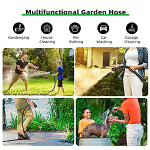Hybrid Garden Hose 100 ft x 5/8 in Heavy Duty Water Hoses,Flexible and Durable,No Leaking PVC,Rubber Hose with PVC Reliefs for Backyard,3/4'' Solid Brass Fittings