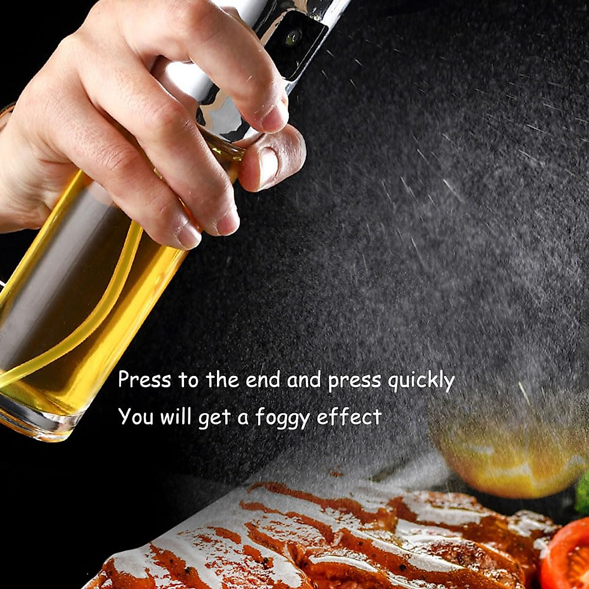 Oil Sprayer for Cooking, Olive Oil Sprayer,‎100ml Olive Oil Spray Bottle for Air Fryer, Food-Grade Oil Mister Transparent Glass Spray Bottle for Kitchen, BBQ, Salad, Baking, Roasting