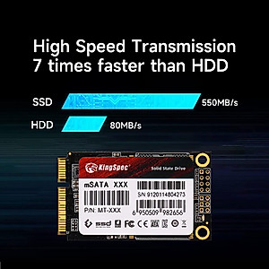 KingSpec 1TB mSATA SSD, Super Speed Internal Solid State Drives SATA3 6Gb/s + 3D NAND Flash Technology (30x50mm,1TB)